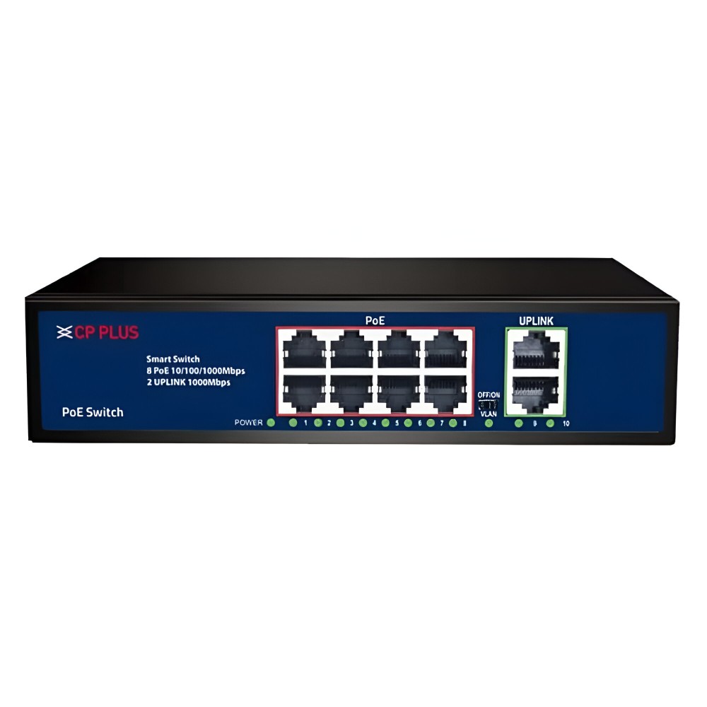POE Switch : CP-Plus Poe Switch 8 Port (8 GE + 2 GE Port)