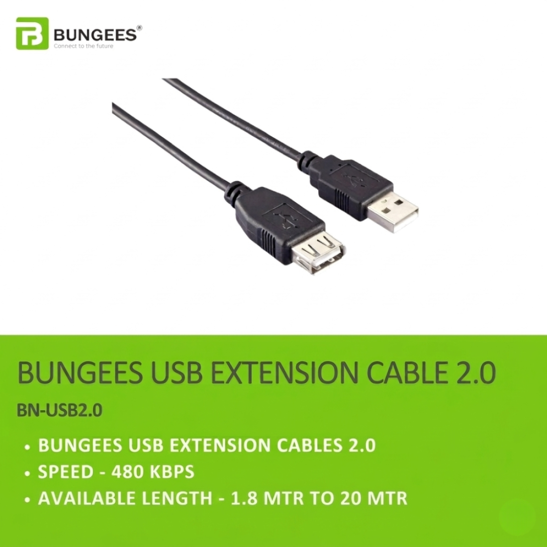 Bungees USB Extension Cable 1.8m 2.0 | Mega Jaipur