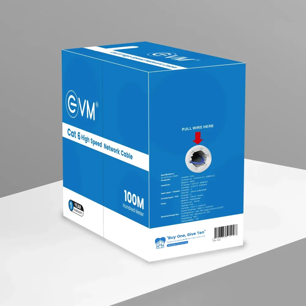 EVM CAT6 Lan Cable CCA Indoor 100m | Mega Jaipur