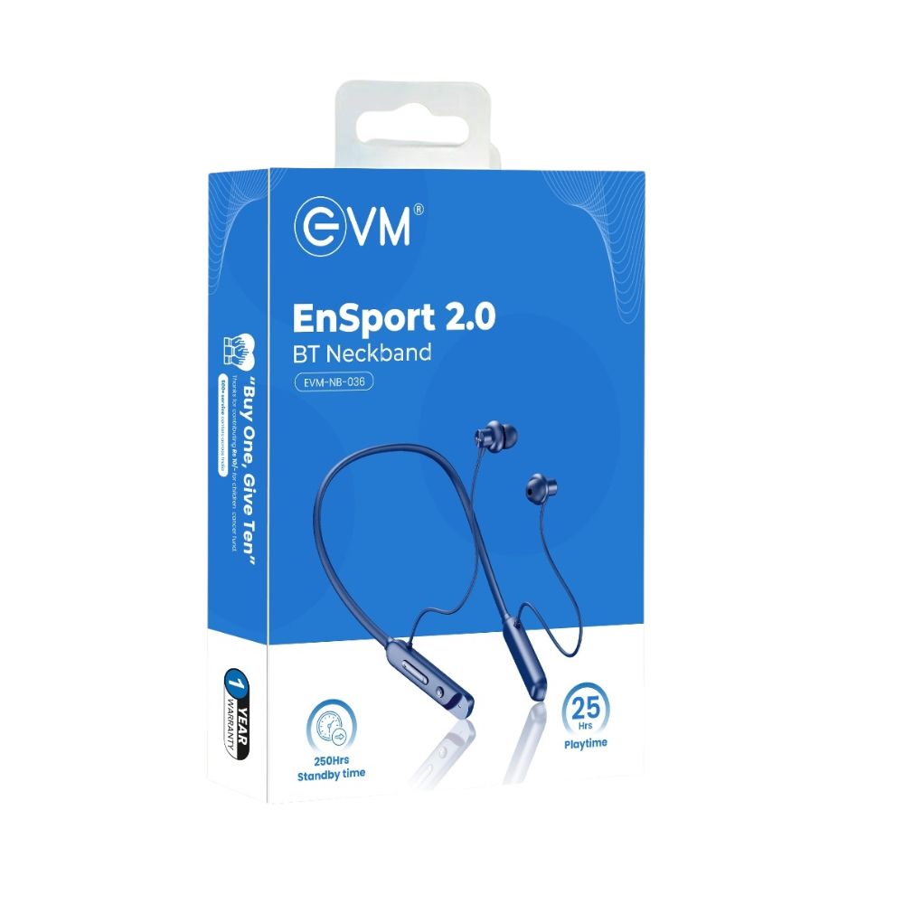 EVM Bluetooth Neckband Earphone EnSport 2.0 (NB-036) Blue ...