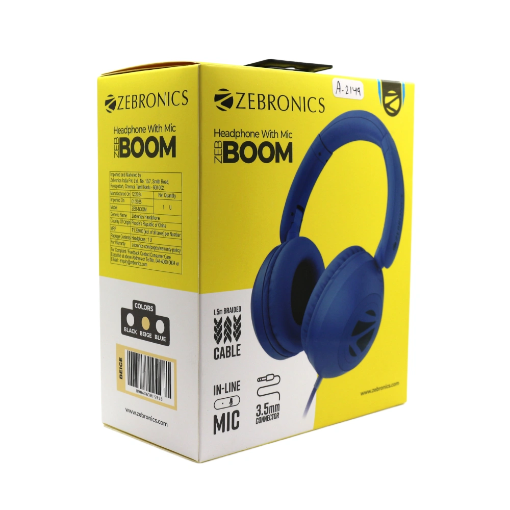Zebronics Wired Headphone With Mic Zeb Boom Beige | Mega ...