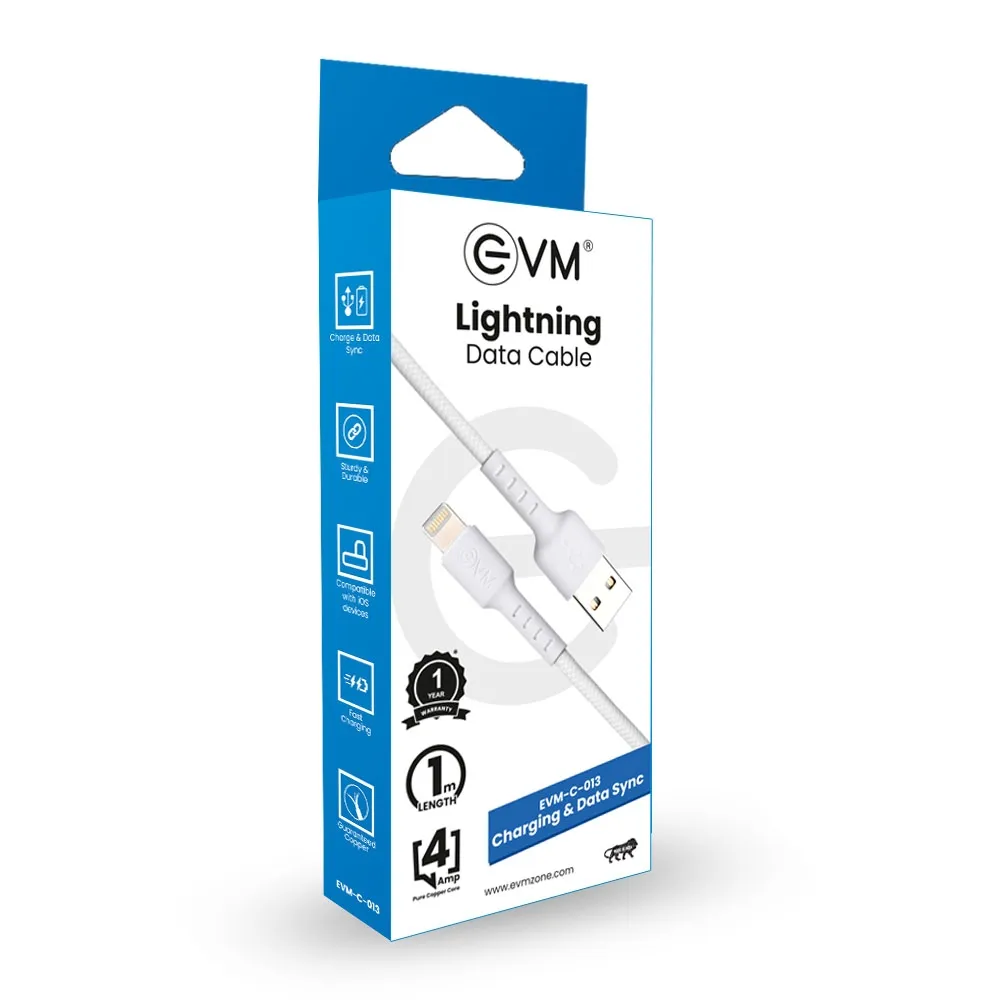 EVM USB To Iphone Lightning Charge & Sync Cable EVM-C-013-W ...